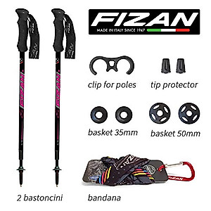 Fizan Compact 3 Trekking Poles – 5.6 oz Ultralight, Backpacking, Thru Hiking Poles, Adjustable, Collapsible, Customized Fit, EVA Grips, Aluminum Walking Sticks (Compact 3 / EVA/Pink)