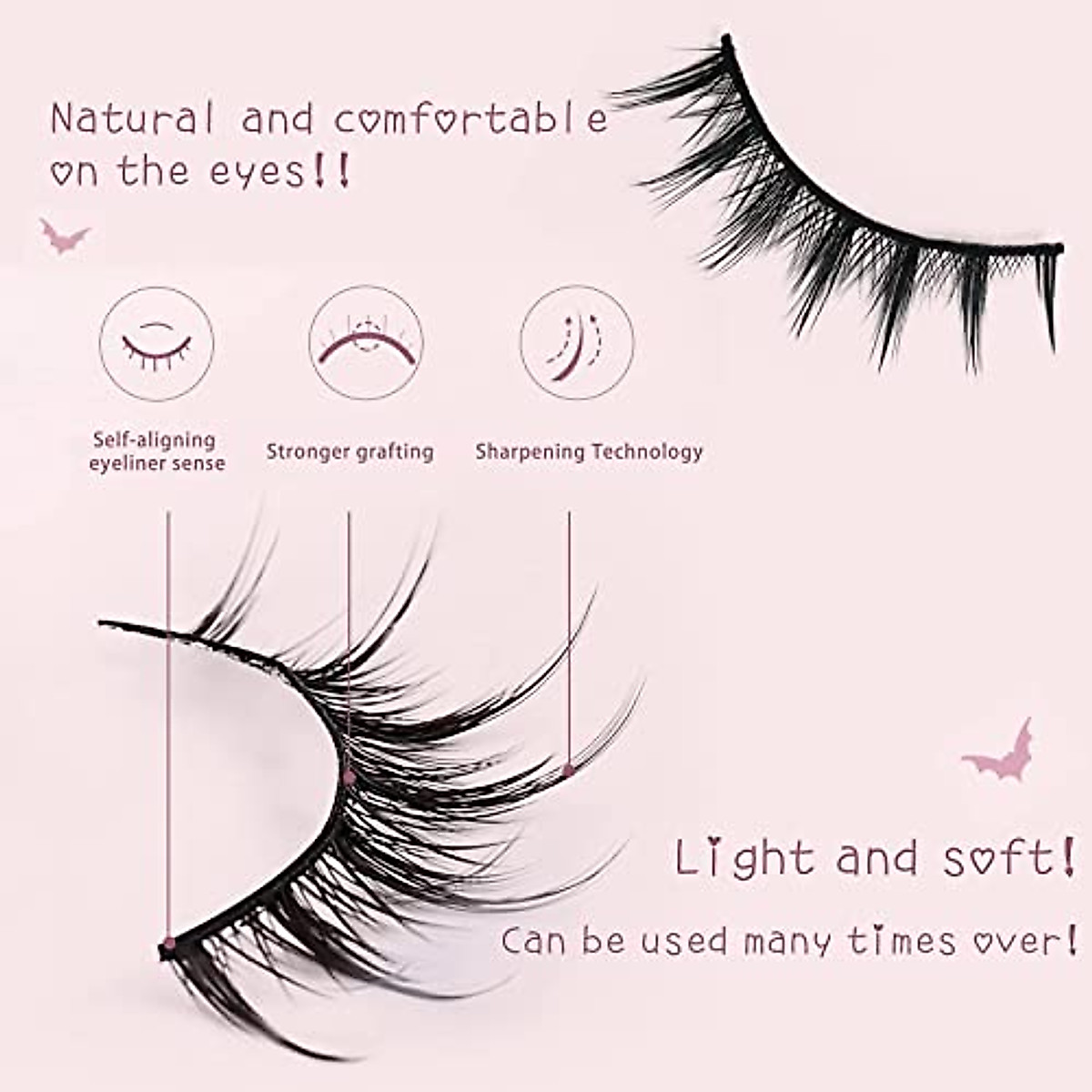 Anime Cosplay Manga Lashes,15mm 3D Wispy Spiky Lashes for Natural Look Reusable 5 Pairs Fake Eyelashes,Perfect for Japanese Anime Fans,Get Stunning Eyes.
