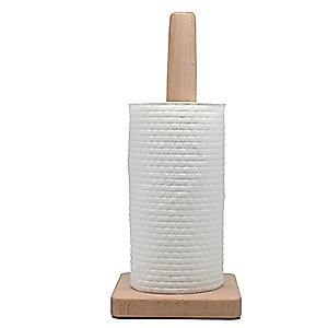 Wooden Paper Towel Holder Countertop Vertical Tissue Holder Rack Bamboo Kitchen Paper Towel Stand