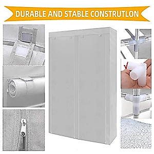 ERONE Shoe Rack Storage Organizer, 28 Pairs Portable Double Row with Nonwoven Fabric Cover Shoe Rack Cabinet for Closet