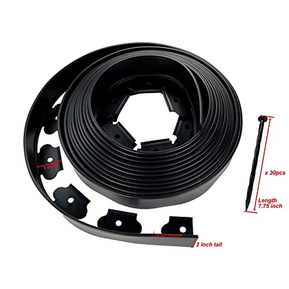 Hugeleaf Garden Flex Lawn Edging, Paver Edging, No-Dig, Landscape Edging, Plant Border, Garden Edging, Flower Bed Edging, Length 30 Feet Black