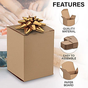 MT Products Tuck Top Kraft Paperboard Gift Box - 3" x 3" x 4" Gift Boxes with lids for Presents - Pack of 30