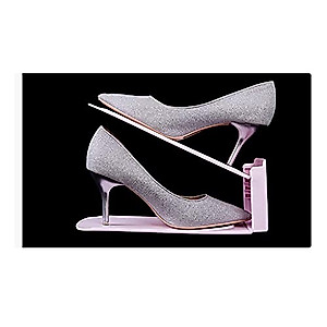 HTLLT Practical and Convenient Shoe Slots Organizer Adjustable Shoe Racks Space Saver Shoe Holder 5 Piece Set,White