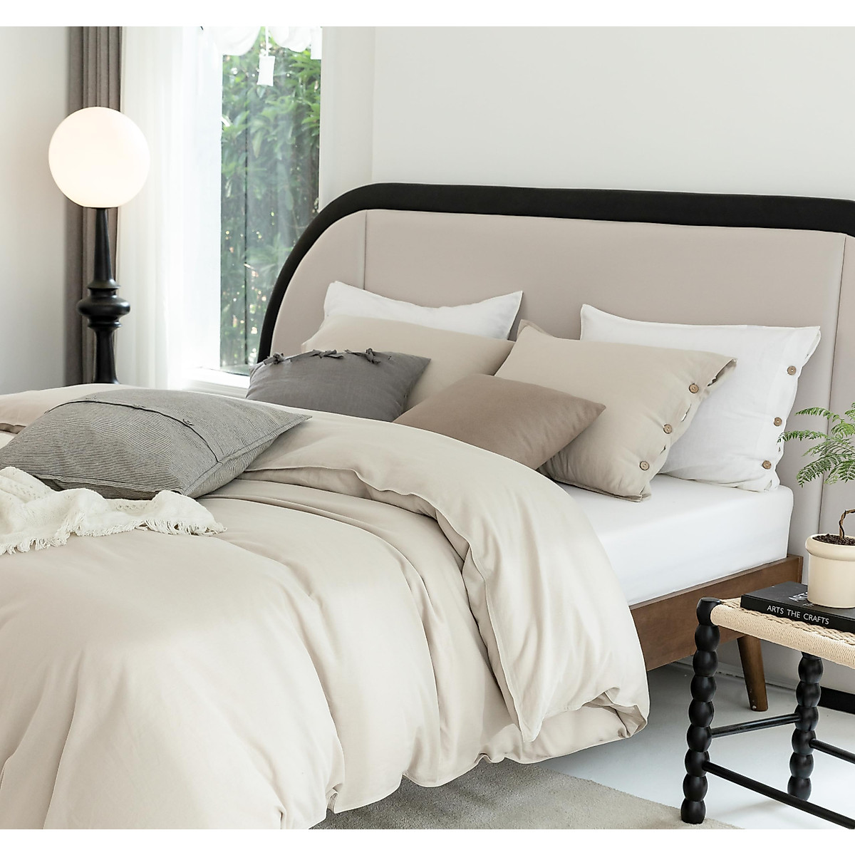 Talasily Linen Duvet Cover King Size - Soft Breathable Duvet Cover Set with Buttons Closure, 3 Pieces, 1 Duvet Cover 104x90 Inches and 2 Pillowcase Linen Cotton Blend Duvet Cover (King,Beige)