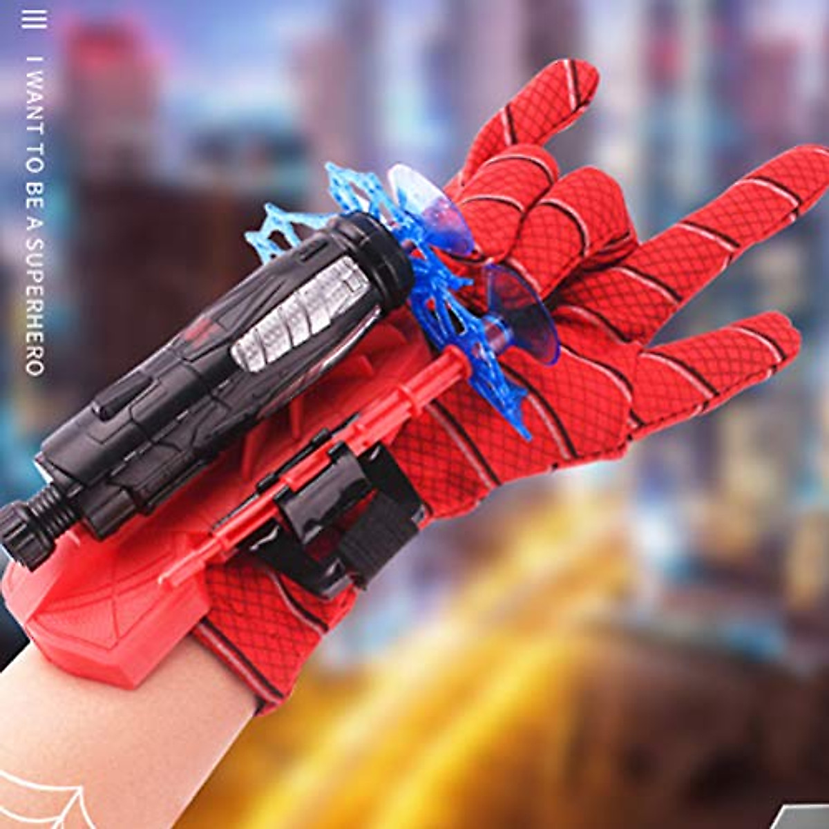 signmeili Hero Launcher Wrist Toy Set, Web Launcher Role Play Toy, Kids Superhero Magic Gloves with Wrist Ejection Launcher Childrens Red