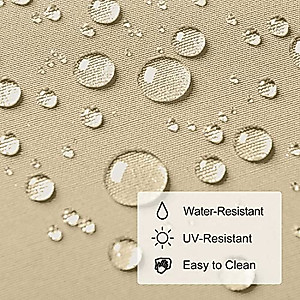 downluxe Outdoor Chair Cushions, Waterproof Round Corner Memory Foam Seat Cushions with Ties for Garden Patio Funiture, 17" x 16" x 2", Khaki, 4 Pack