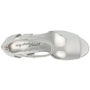 Easy Street Women's Flash Heeled Sandal, Silver Satin, 8