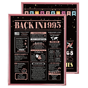 BGTCARDS 30th Birthday Posters, 2 Pieces 30th Birthday Decorations for Women, 30th Birthday Gifts for Her, Back in 1993 Birthday Poster (Unframed), 8x10 Inch, Rose Gold (1993RG2)