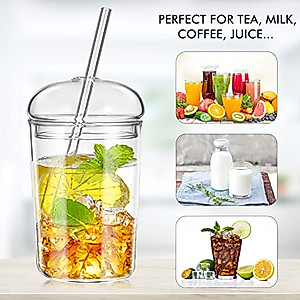 UPKOCH 3 Pack Cups with Lid and Coffee Tumblers Heat Resistant Milk Cup Clear Drinking Glasses for Bubble Tea Smoothie Coke Soda Home Office Bar