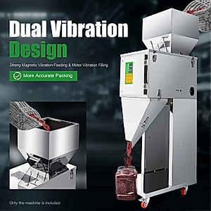 JAYGOVAN 10-999g Particle Filling Machine Automatic Filler Machine Stainless Steel Weighing Filling Machine with Foot Pedal 8 Speed Adjustable Powder Filler Particle Dispenser for Tea Seeds Grains