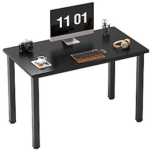 Need Small Desk, 39.4 inches Sturdy Writing Desk for Small Spaces, Small Computer Desk Teens Desk Study Table Laptop Desk Home Ofice Desk, Black Metal Frame, Black