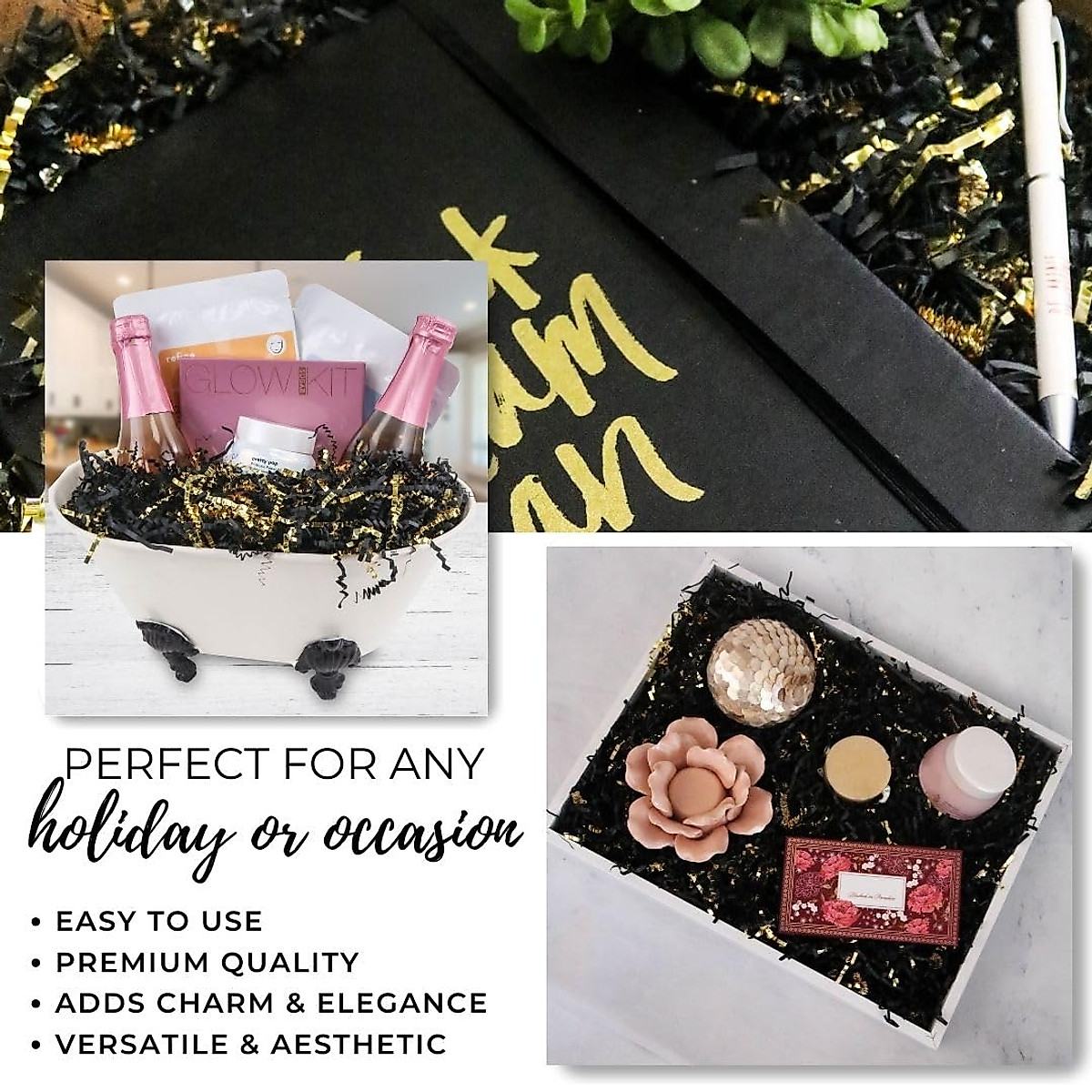 MagicWater Supply Crinkle Cut Paper Shred Filler (1/2 LB) for Gift Wrapping & Basket Filling - Red Gold