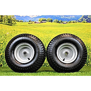 (Set of 2) 15x6.00-6 Tire Wheel Assy .75" Bearing Compatible With Husqvarna/Poulan