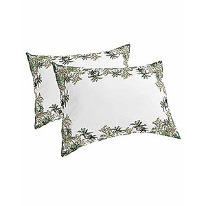 Edwiinsa Tropical Plants Pillow Covers King Standard Set of 2 20x36 Bed Pillow, Summer Lemon Tree Teal Peacock Plush Soft Comfort for Hair/Skin Cooling Pillowcases with Envelop Closure