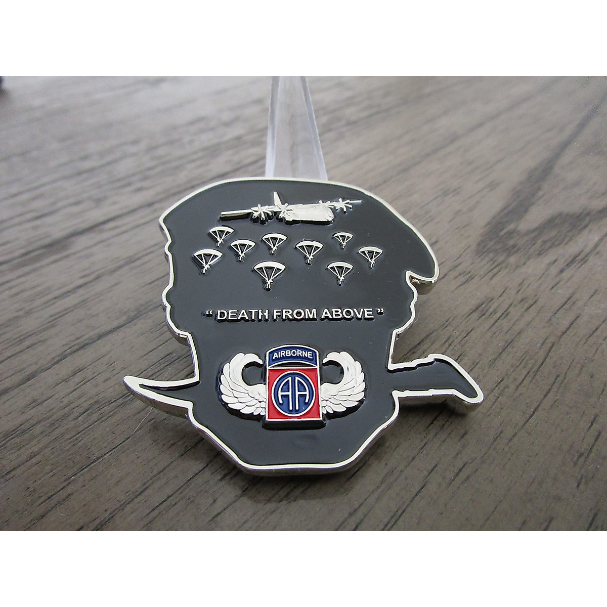 Oneworldtreasures United States Army 82nd Airborne Division Beret Skull Death from Above Challenge Coin