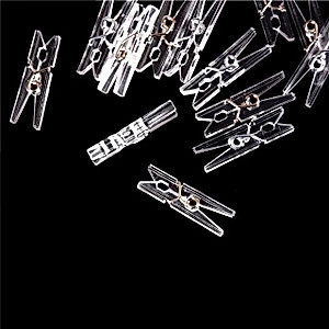 20Pcs Clear 2.5cm Plastic Clothes Pins,Clothes Line String Clips, Mini Clothes Pins, Photo Paper Peg Pins Craft Clips Clothes Pins