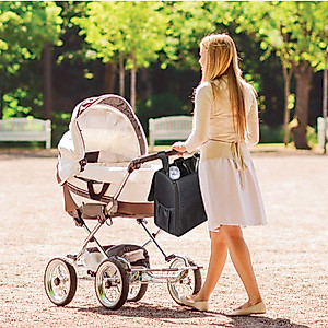 Lulyboo Diaper Bag Convertible Backpack, Full Open Cabinet and Padded Changing Station, Removable Caddy with Two Drink Holders and Angled Cell Phone Storage for Easy Viewing, Black