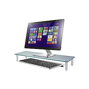 Kantek Glass Monitor Riser, 22" X 8.25" X 3.25", Clear, Supports 40 Lbs
