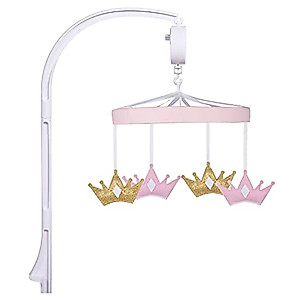 Sammy & Lou Tiara Princess Baby Crib Mobile with Music, Crib Mobile Arm Fits Standard Crib Rail