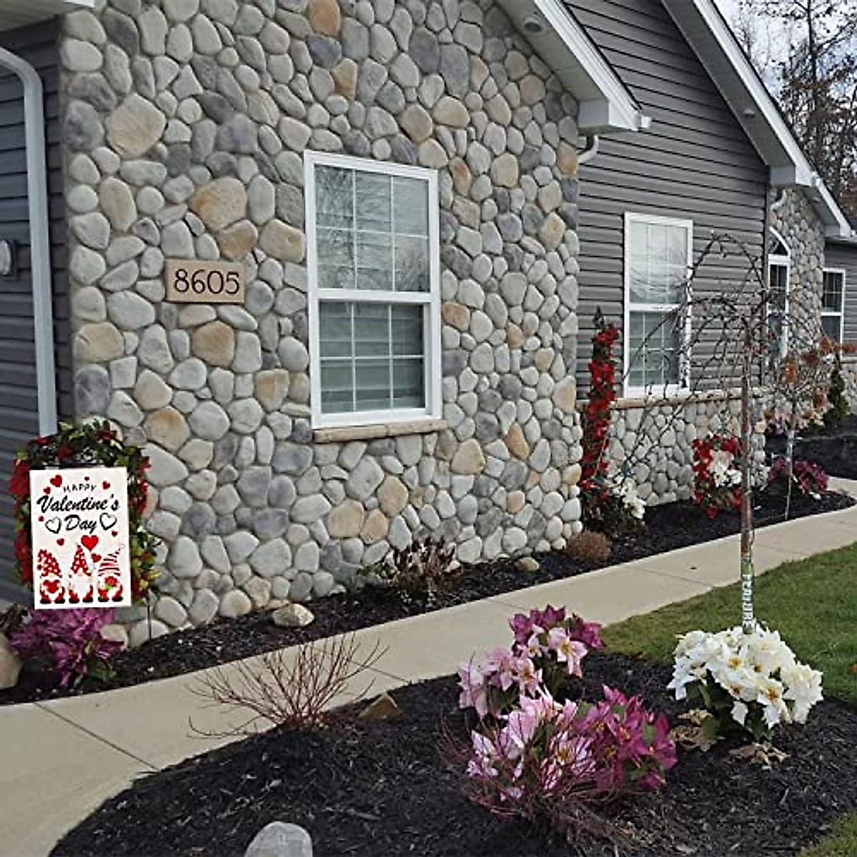 Happy Valentine's Day Garden Flags, 12.5 x 18 Inch Vertical Double Sized Gnomes Burlap Flag for House Yard Outdoor