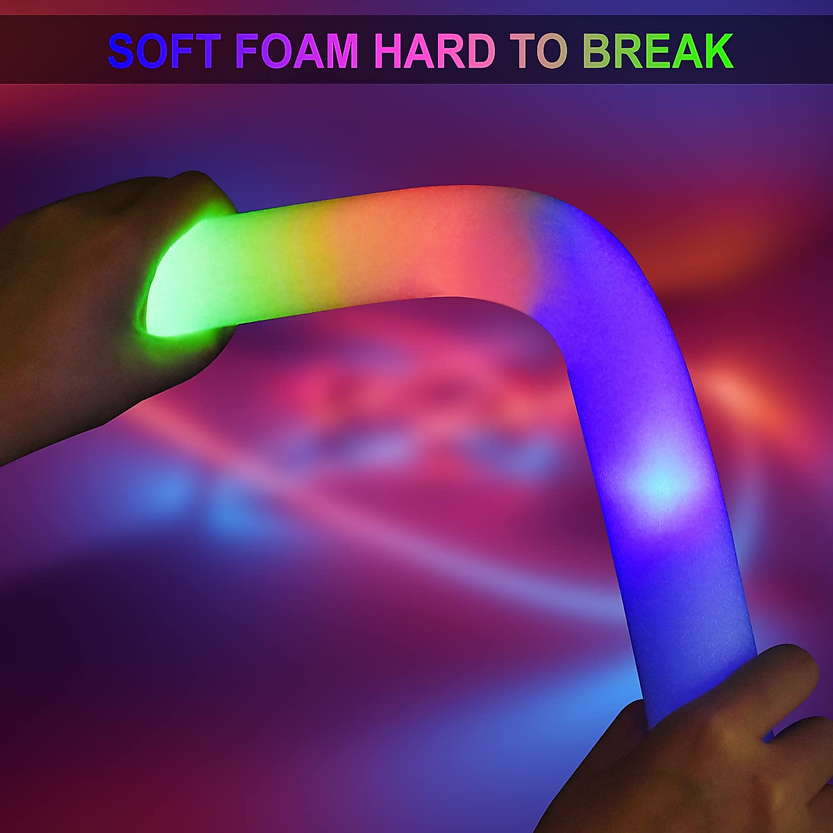 LifBetter 42 Pcs Glow Sticks Bulk- LED Foam Sticks in The Dark with 3 Modes Flashing Led Foam Multicolor Batons Light up Party Favors for Birthdays, Weddings, Concerts, Festivals