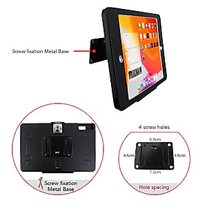 WeSTRUGGLE Tablet On Wall Mount Bracket for iPad 10.2-Inch (9th,8th,7th Gen.),with Anti Theft Security Lock and Key, Rotate Design Arbitrary Adjustment,Multi Angle,Metal,(Black)