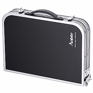 Anbte Folding Camping Table, Aluminum 24" x 16" Adjustable Height Small folding table with Carrying Handle, Lightweight, Portable Camping Table Waterproof for Outdoor Indoor Picnic Beach BBQ (Black)