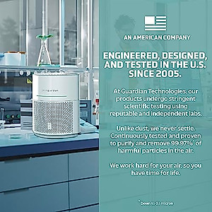 Germ Guardian AirSafe+ Intelligent Air Purifier with 360° HEPA 13 Filter, Captures 99.97% of Pollutants, Wildfire Smoke, Large Rooms, Air Quality Sensor, UVC Light, Zero Ozone Verified, White AC3000W