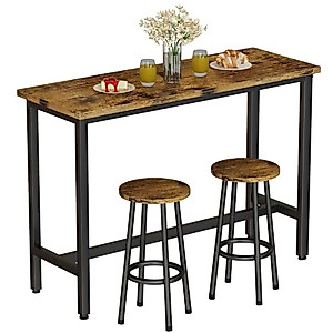 DKLGG Small Bar Table with Stools, Rectangle Bar Table and Chairs Set, Counter Height Tabletop for Breakfast Restaurant Dinner Living Party Room Small Space, 3-Piece Pub Dining Furniture, Bistro Set