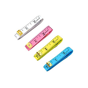 4 Pack Soft Tape Measure Double Scale body sewing Flexible Ruler for Weight Loss Medical Body Measurement Sewing Tailor Craft Vinyl Ruler, Has Centimetre Scale on Reverse Side 60-inch