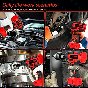 850Nm(650 Ft-lbs) Cordless Impact Gun,1/2" Power Impact Wrenches,3300RPM High Torque Impact Gun w/2 x 4.0AH Battery,5 Sockets,8 Drill,6 Screws,21V Brushless Electric Impact Wrench Set for Car Tire
