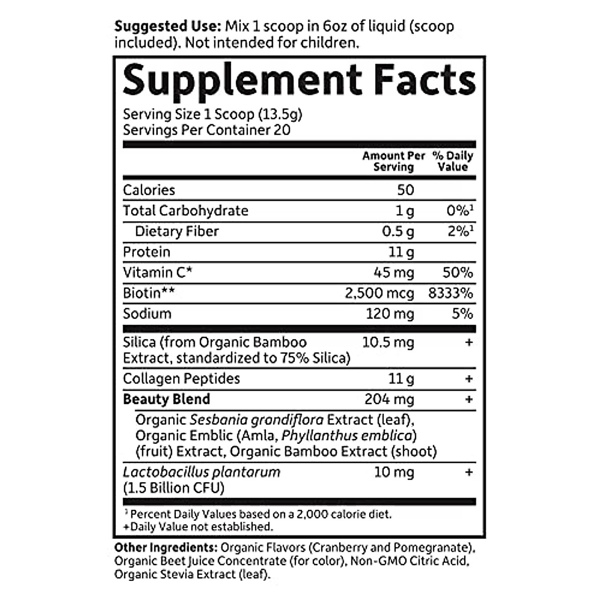 Garden of Life Grass Fed Collagen Beauty - Cranberry Pomegranate, 20 Servings, Collagen Powder for Women Men Hair Skin Nails, Collagen Peptides Powder, Collagen Protein Hydrolyzed Collagen Supplement