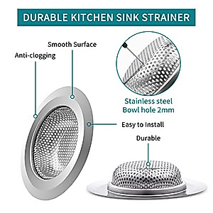 2 Pack Kitchen Sink Strainer,4.5" Stainless Steel Sink Strainers for Kitchen Sink,Food Catcher for Most Sink Drains Kitchen Sink Basket Strainer Steel Sink Filter