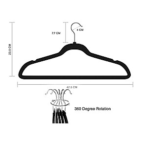 TECHZOO 50 Pack Velvet Hangers Heavy Duty Hangers for Coats, Dress, Jacket, Pants - Ultra Thin Non Slip Adult Felt Space Saving Clothes Hangers for Closet 360° Swivel Hook Hold Upto 10 lbs Black