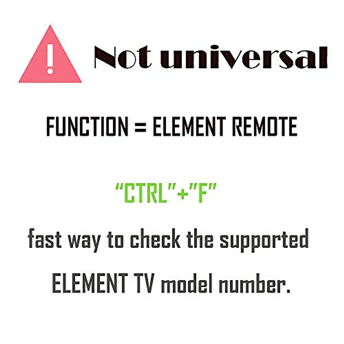 Replacement TV Remote Control for Element tv ELEFW247 ELEFW328 ELEFW248 ELEFW195 ELEFW505 ELEFW504 ELEFT506 ELEFT326 ELEFT407 ELEFW581 ELEFT222 ELEFT426 with GP Alkaline 2 pcs Batteries