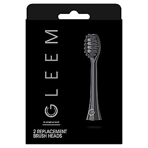 GLEEM Toothbrush Replacement Brush Heads Refill, Black, 2 Count