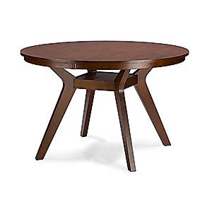 Baxton Studio Montreal Mid-Century Dark Walnut Round Wood Dining Table