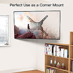 Full Motion TV Wall Mount Brackets for Most 26-55 Inch LED LCD Flat Curved Screen Monitors TVs, Single Articulating Arm TV Mount Swivel Tilt Extension, Max VESA 400X400mm Up to 88lbs by Pipishell