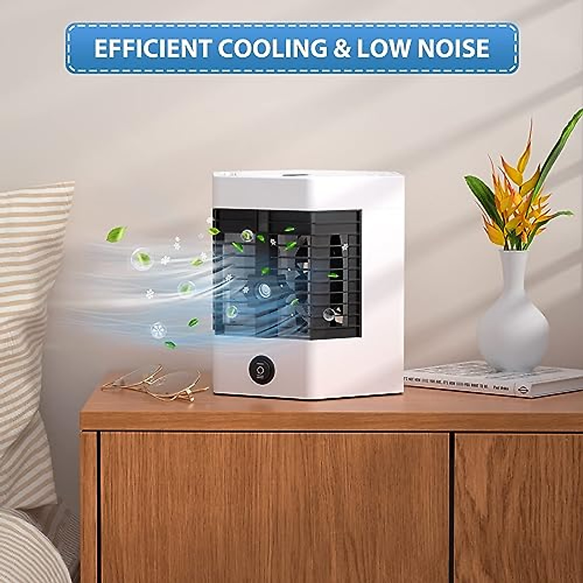 Skcoipsra Portable Air Conditioners 3-in-1, Small Air Conditioner with Adjustable Mode, Personal Evaporative Air Cooler for Desktop, Mini Conditioner with Humidifier for Bedroom Car Office Camping