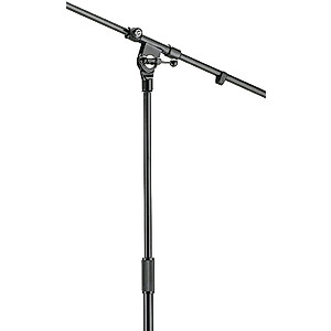 K&M König & Meyer 21021.500.55 Overhead Microphone Stand | Long Boom Arm | T-bar Locking Mechanism | Heavy Duty Folding Tripod Base | Compact For Travel / Storage | German Made | Black