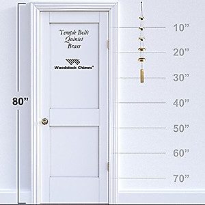Woodstock Chimes Signature Collection, Woodstock Temple Bells, Quintet (32'') Brass, Wind Bells for Outdoor, Patio, Home or Garden Décor (TB5)