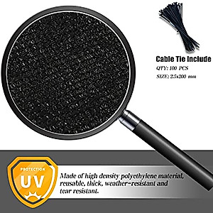 Vocray 3' x 16' Black Balcony Privacy Screen Fence Cover UV Resistant Protection Heavy Duty for Deck, Patio, Backyard, Railing Shield, Cable Ties Included, 90%