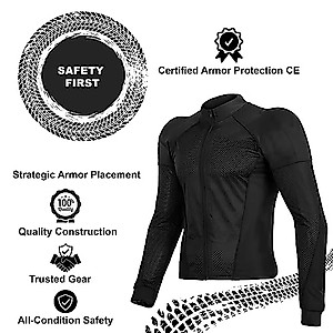 ALPHA CYCLE GEAR Motorcycle Shirt Armor Mesh Moto Riding Armour Jacket for Men and Women (as1, alpha, l, regular, regular, Black)