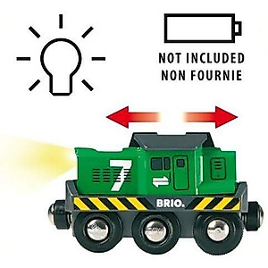 BRIO World 33214 - Freight Battery Engine - Engaging Wooden Toy Train Set for Kids Age 3 and Up | Battery Powered | Interactive Play | Ideal