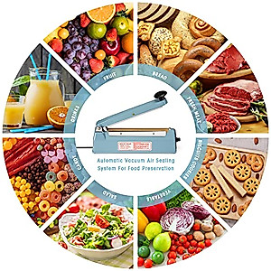 METRONIC Impulse Sealer 8 inch, Manual Heat Sealer Machine for Plastic Bags, Shrink Wrap Bag Sealers Heavy Duty Sealing Machine With Repair Kit (Blue)