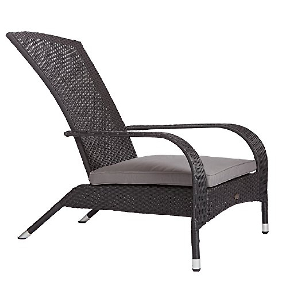 Patio Sense 62430 Coconino Wicker Chair All Weather Lightweight Durable Adirondack Style Chair Grey Outdoor Cushion Included - Black