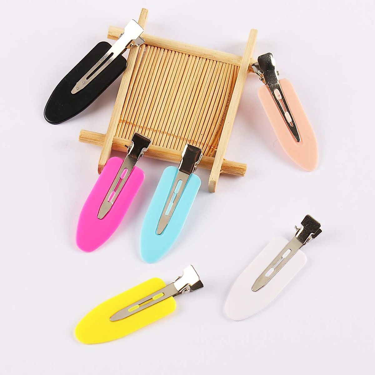 Messen 24 Pieces No Bend Hair Clips Seamless Side Bangs Fix Fringe Curl Pin Barrette No Crease Hair Clip for Makeup Washing Face Accessories Women Girls (Pink,White,Yellow,Blue,Black,Rose Red)