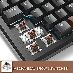 MageGee 98 Keys Mechanical Gaming Keyboard, Brown Switch, 96% Compact Layout LED Blue Backlit Wired Keyboard with Numpad Arrow Keys, for PC Laptop, for Game and Office, Black