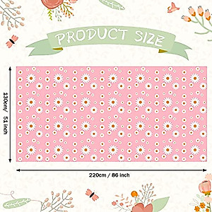 Flutesan Pink Daisy Plastic Tablecloth Disposable Boho Party Decorations 86.6 x 51.2 Inch Rectangle Table Covers for Party Weddings Birthday (2 Pieces)