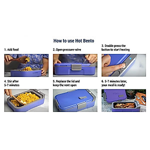 Hot Bento – Self Heated Lunch Box and Food Warmer – Battery Powered, Portable, Cordless, Hot Meals for Office, Travel, Jobsite, Picnics, Outdoor Recreation, Kitchen Meal Prep (Titanium) (HB-T-1)